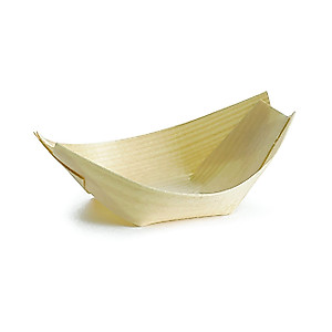 TableCraft Products BAMDB45 Serving Boat, Disposable Pinewood, 4.7" x 2.5", Large (Pack of 50)