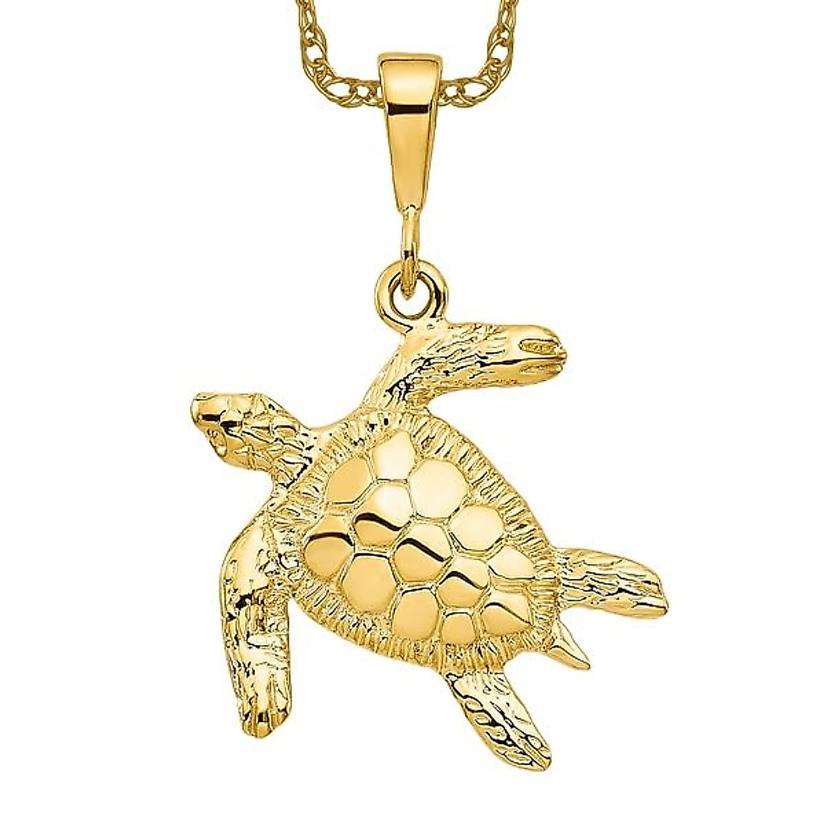 IceCarats 10K Yellow Gold Sea Turtle Necklace Charm Pendant 32mm x 21mm Only
