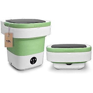 Portable Washing Machine, 13L Upgraded Mini Washer and Spin Dryer with Deep Cleaning of Underwear, Baby Clothes and Small Clothes, Foldable Small Washer for Apartments, Dorm,RV, Travel, Hotel, Laundry