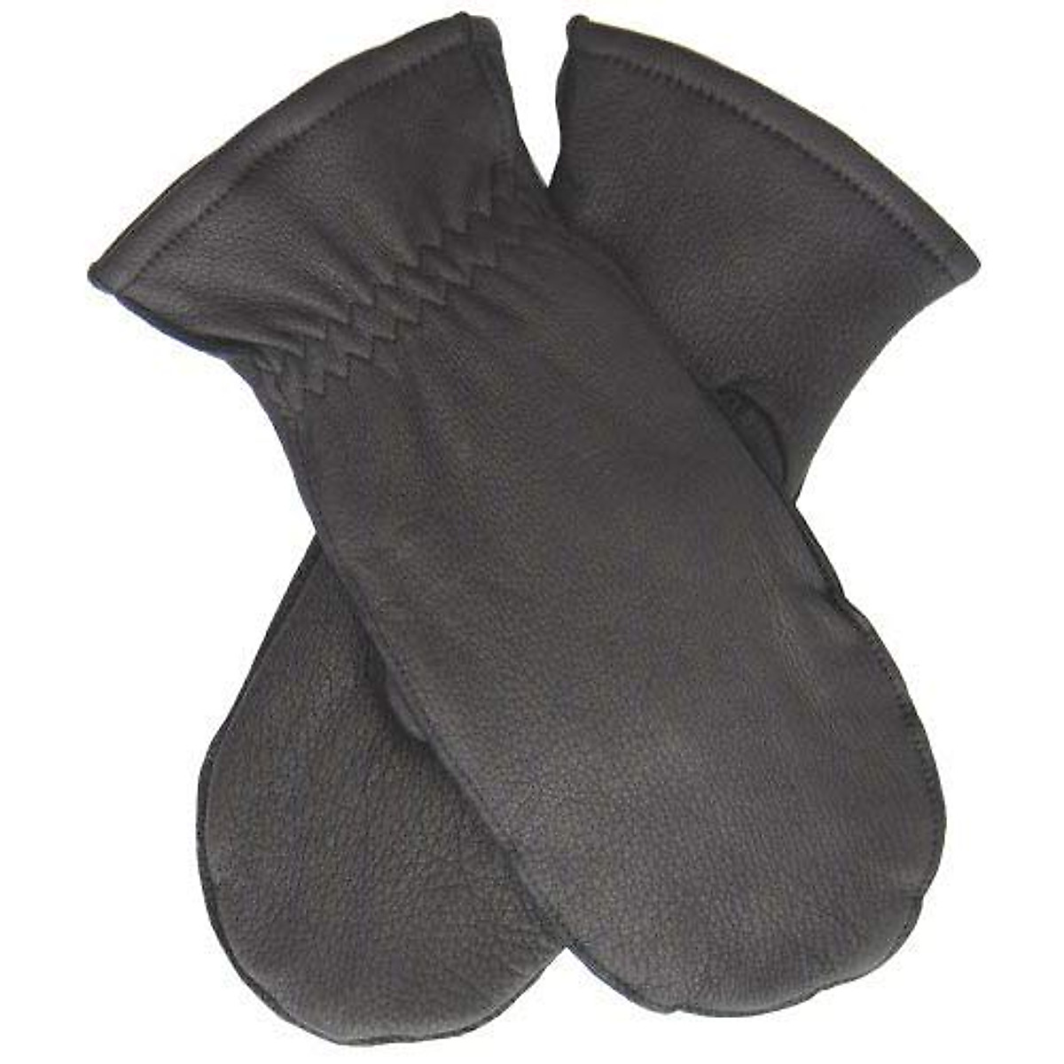 Pratt and Hart Snowfall Women’s Deerskin Leather Mittens with Finger Liners Size L Black
