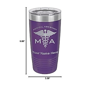 LaserGram 20oz Vacuum Insulated Tumbler Mug, MA Medical Assistant, Personalized Engraving Included (Dark Purple)