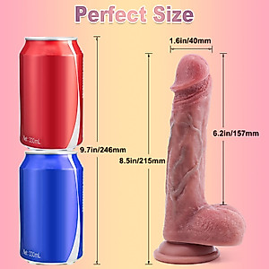 Adult Sex Toys Realistic Dildos - Sex Toys Soft Silicone Dildos for Hands-Free Play, Adult Toys Suction Cup Anal Dildos with Balls, Sex Toys for Woman Lifelike Fake Penis G Spot Stimulator, 8.5''