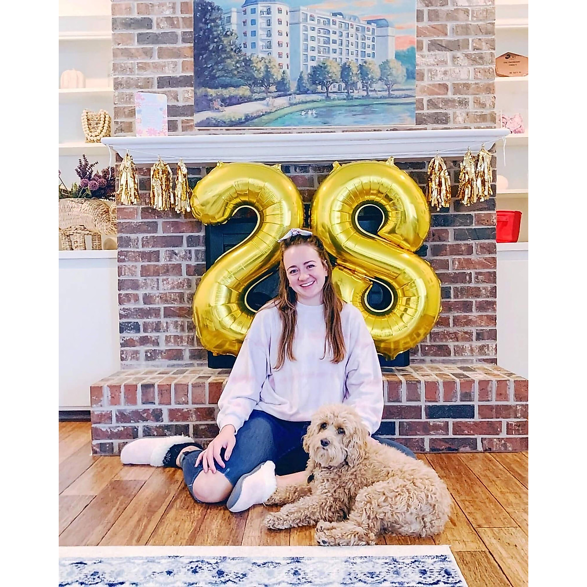 Lovoir 40 Inch Large Gold Number 5 Balloon Extra Big Size Jumbo Digit Mylar Foil Helium Balloons for Birthday Party Celebration Decorations Graduations Anniversary Baby Shower Engagement Photo Shoot