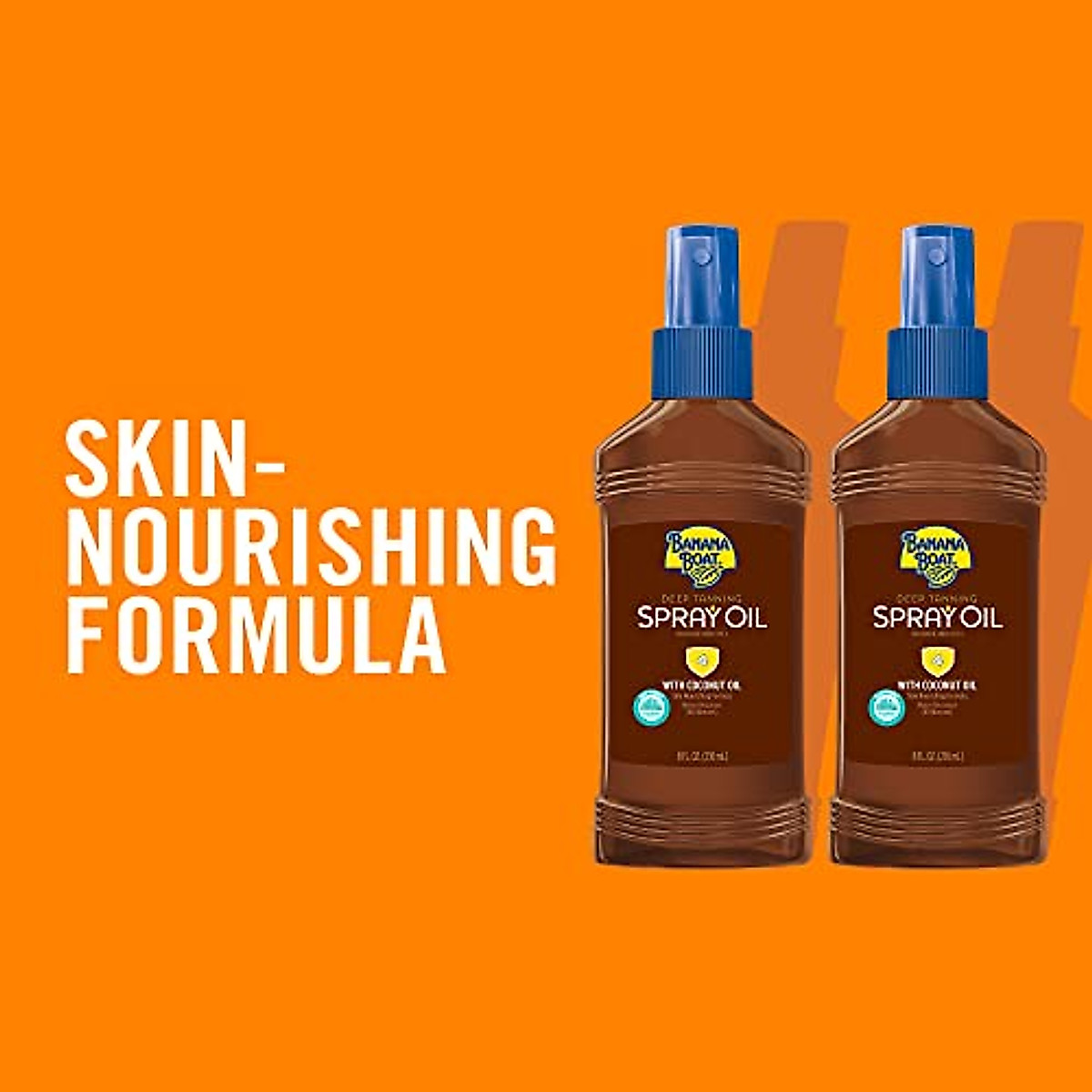 Banana Boat Deep Tanning Spray Oil Sunscreen with Coconut Oil, SPF 4, 8oz - Twin Pack
