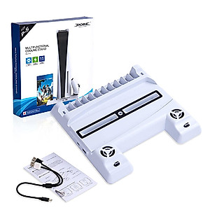 Game Console Cooling Base Handle Holder Charging Stand Multifunctional Charging Cooling Fan Storage Bracket Summer Father'S Day Gift-white