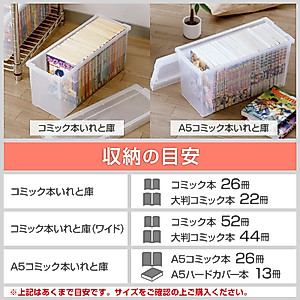 Tenma Book Storage Box, Clear, Width 6.7 x Depth 17.7 x Height 7.9 inches (17 x 45 x 20 cm), Comic Book Storage Box