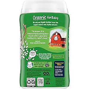 Gerber Baby Cereal Organic 1st Foods, Rice Cereal, 8 Ounce (Pack of 6)