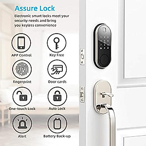 Smart Lock with Deadbolt, Keyless Entry Door Locks with Deadbolts, Smart Doors Locks with Electric Deadbolt Touch Screen Keypads, Working with Alexa and Google Home