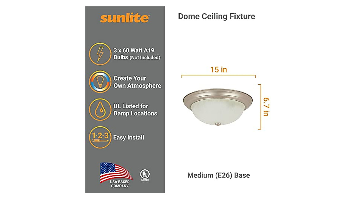 Sunlite 15-Inch Dome Ceiling Light for Stylish Spaces