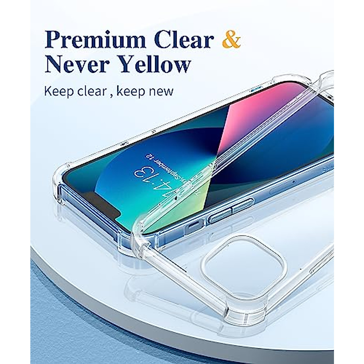 GVIEWIN Designed for iPhone 13 Case 6.1 Inch, with Tempered Glass Screen Protector + Camera Lens Protector Clear Soft & Flexible Shockproof Transparent Protective Bumpers Phone Cover（Clear）