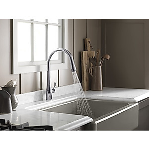 KOHLER Simplice Pull Down Kitchen Faucet, 3-Spray Faucet, Kitchen Sink Faucet with Pull Down Sprayer, Polished Chrome, K-596-CP