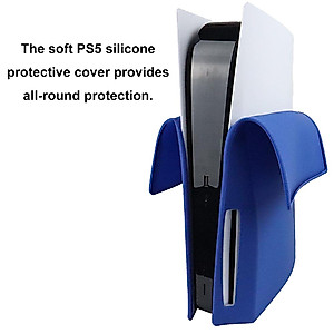 Aosai Silicone Skin Cover for PlayStation 5, Dustproof Anti-Scratch Anti-Fall Protector Case for Sony PS5 Disk Version/Digital Edition Console (Disk Version, Blue - Disk Version)