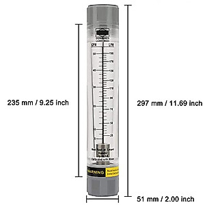 LZM-25G Water Liquid Flow Meter Flowmeter 5-35GPM 20-140LPM Tube Type Measuring Instrument
