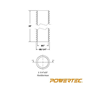 POWERTEC 70175 Dust Collection Hose with Fittings Plus Two Reducers , Black