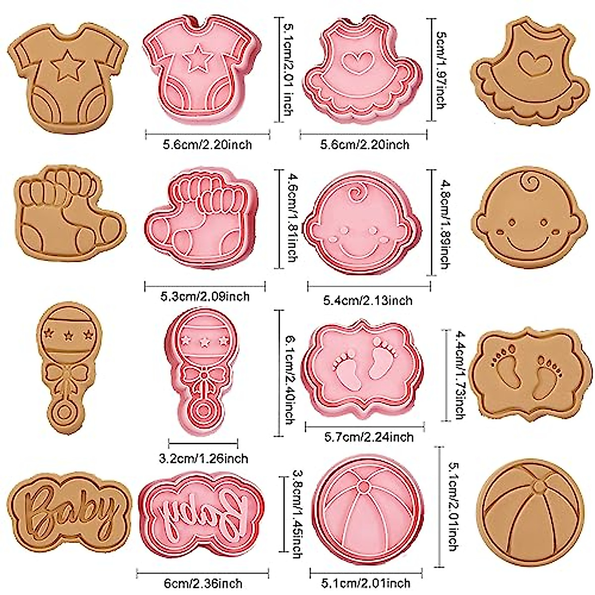Baby Shower Cookie Cutters Set, 8 Pcs Baby Cookie Cutter, Mini Baby Cookie Cutters Shapes Baby Shower