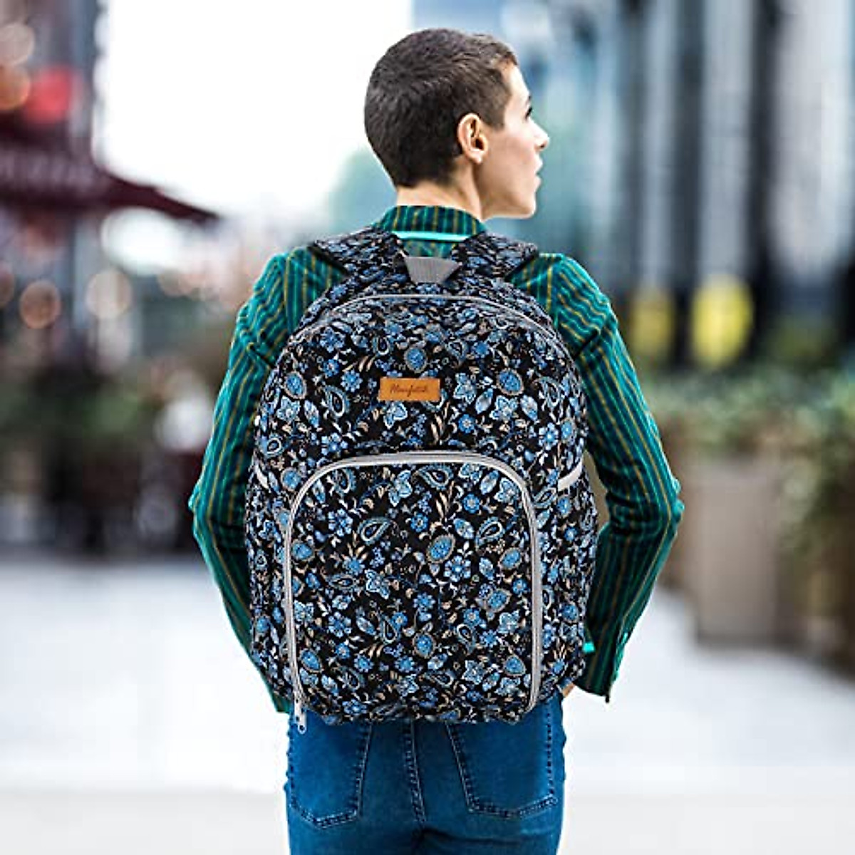 Hanfetch Yarn Storage Organizer Knitting Bag Backpack Large Size with Grommets Portable Crochet Bag Yarn Keeper for Yarn Skeins， Crochet Hooks, Knitting Needles and Other Accessories (Paisley)