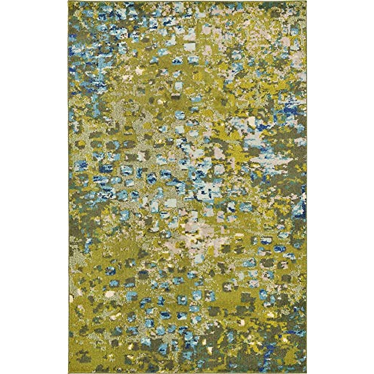 Unique Loom Jardin Collection Colorful, Vibrant, Abstract, Modern Area Rug, 5 x 8 ft, Green/Olive