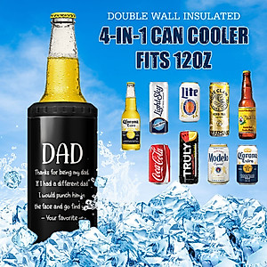 SANDJEST 4-in-1 Dad Tumbler Gifts for Dad from Daughter Son - 12oz Thank You for Being My Dad Can Cooler Tumblers Cup - Stainless Steel Insulated Cans Coozie Mug Christmas, Birthday, Father's Day Gift