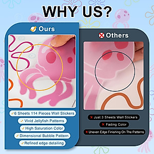 Dripykiaa 114 Pcs Jellyfish Bubbles Wall Stickers Under The Sea Ocean Wall Decals Decorations for SUV Van Bedroom Bathroom Children's Room Wall Decor for Boys Girls Teens Adults