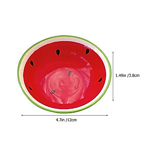 Rice Container 1 Set Dessert Bowl and Spoon Watermelon Shape Serving Bowls Ceramic Salad Bowls Kitchen Mixing Bowls Fruits Dish for Cereal Pasta Snack Appetizer Food Container Japanese