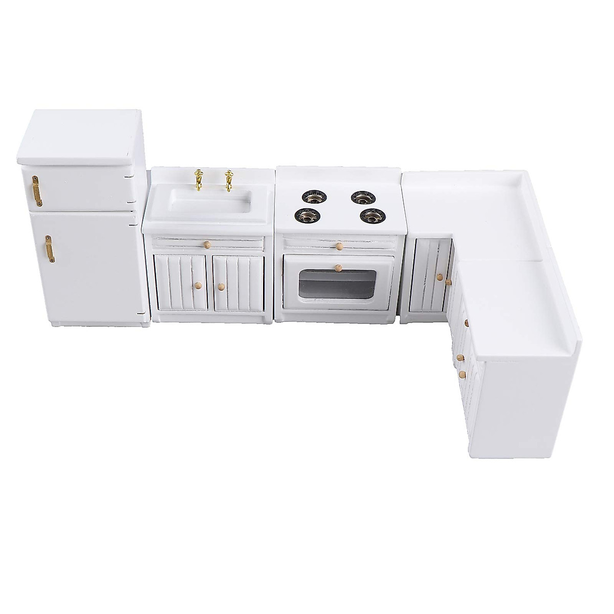 Haomian Dollhouse Kitchen Furniture Kit 1:12 Dollhouse Miniature Furniture Wooden Kitchen Cabinet Fridge Set Kitchen Dining Room Furniture for 1:12 Dollhouse Miniatures Scenes Accessories (C)