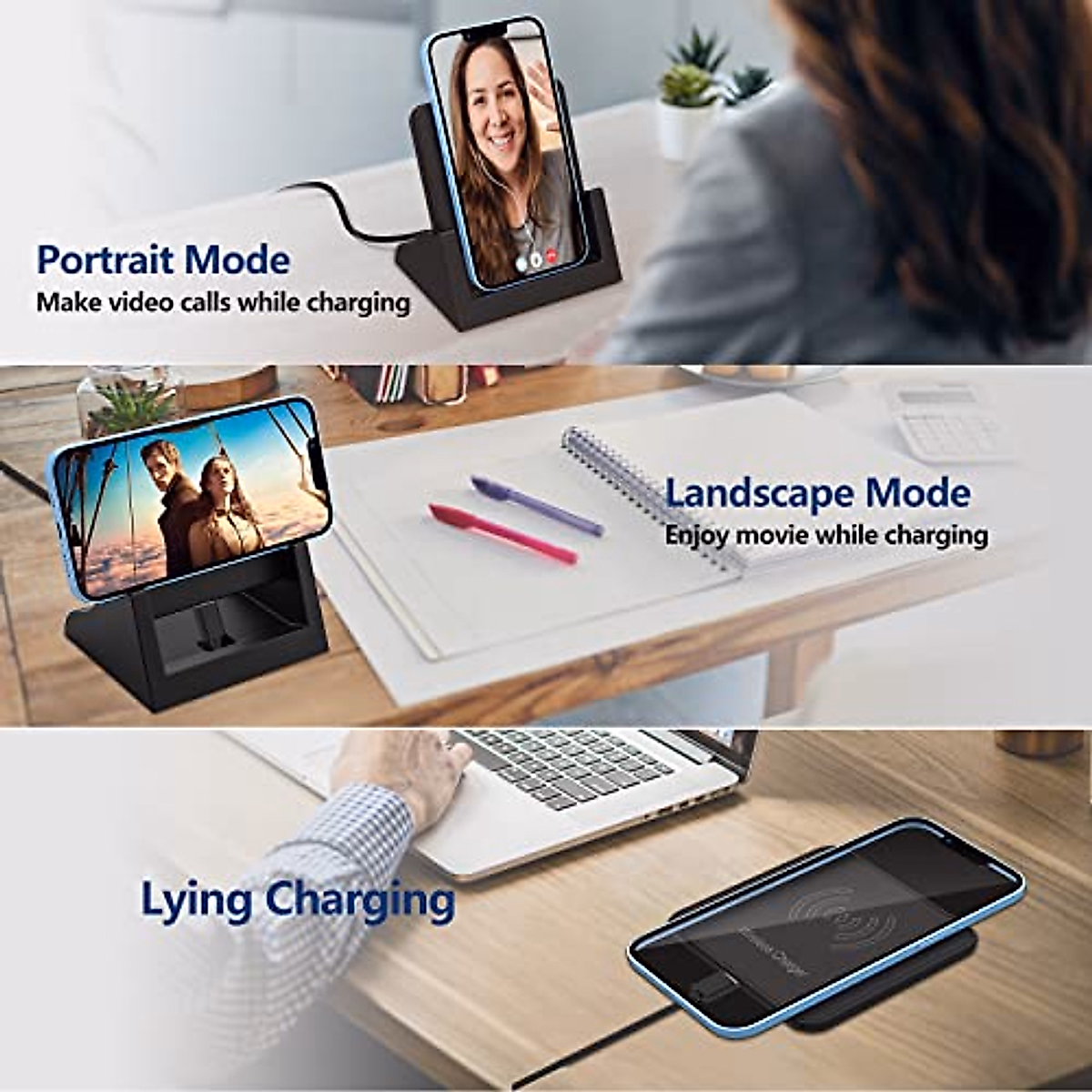 COO Wireless Charger 15W Max Fast Wireless Charging Stand, Wireless Phone Charger for iPhone 14/13/12/11/X/XS Max/XR/8, Samsung Galaxy S22/S21/S20/S10/S9/S8/Note 20/10/9 Wireless Charging Pad