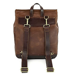 Style N Craft Backpack, Full-Grain Leather Travel Backpack, Light and Dark Brown Combination (392153)