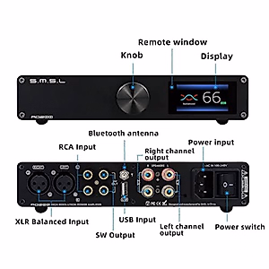 SMSL AO200 Digital Power Amplifier MA12070×2 Chip 150W×150W USB/XLR/RCA Input 2 Channel HiFi Desktop Amp with Remote Control for Subwoofer/Passive Speaker