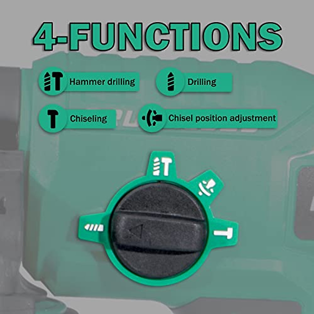 Monkey King Bar-SDS PLUS Coreless Brushless Rotary Hammer Drill 20V 2.2J Power- Li-ion Battery Faster Charge & 4 Modes and Variable-Speed with 1/2 Inch Chuck