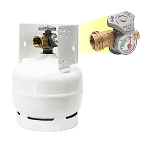 Flame King YSN03 3lb Steel Propane Tank Cylinder with Gauge and OPD Valves for Grills and BBQs, Camping, Fishing, & Outdoor Activities, White