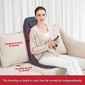 COMFIER Back Massager with Heat, 10 Motors Vibration Seat Massager, Chair Massage Pad, Heated Chair Pad, Chair Warmer,Gifts for Elderly, Mom, Dad (Gray)