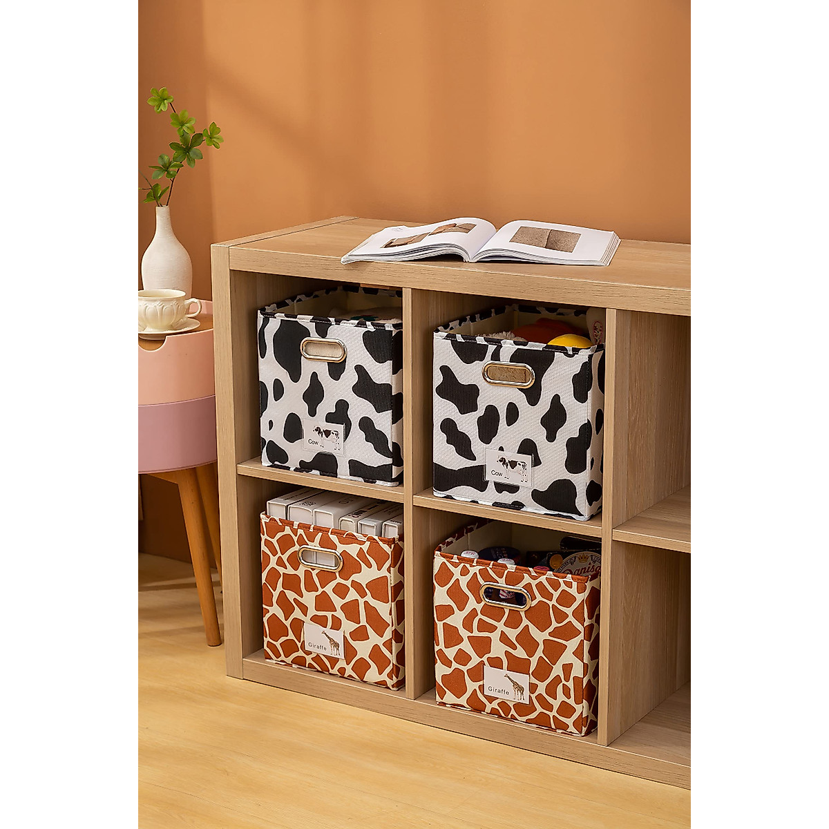 Nopuper Toy Box Storage Organizer 2 Packs, Foldable Shelf Storage Bins, Sturdy PP Interlayer,Hard Bottom and Sides 11"*11"*11"