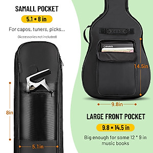CAHAYA 𝗔𝗰𝗼𝘂𝘀𝘁𝗶𝗰 𝗚𝘂𝗶𝘁𝗮𝗿 𝗕𝗮𝗴 0.35 In Thick Padding for 40 41 42 in Acoustic Guitars Waterproof Dual Adjustable Shoulder Strap Guitar Case Gig Bag with Back Hanger Loop, Green CY0291