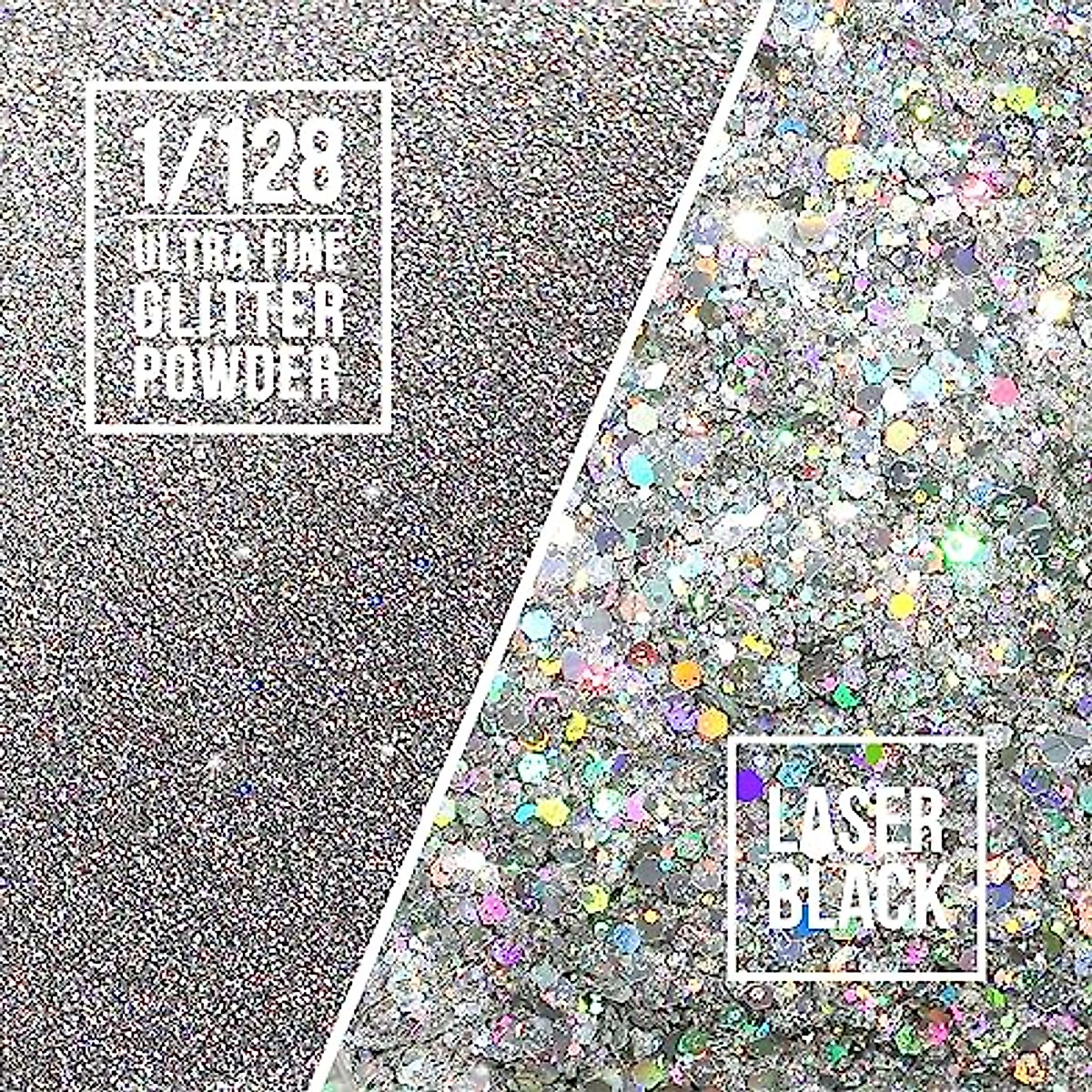 Holographic Ultra Fine Glitter & Chunky Glitters, Teenitor 110g Resin Glitter and 100g Chunky Craft Glitter, Nail Glitters, Festival Glitters for Epoxy Resin Tumblers Body Hair Face Crafts-Silver