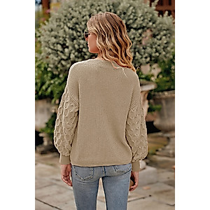 PRETTYGARDEN Women's 2024 Winter Pullover Sweater Casual Long Sleeve Crewneck Loose Chunky Knit Jumper Tops Blouse (Apricot,Large)