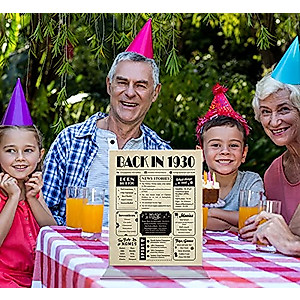 Back in 1930 Birthday Card [8x10 Inch] - 93rd Birthday Decoration for Grandmother or Grandpa 93 Years Old - 93rd Funny Birthday Gift for Women or Men - Table Centerpiece [Unframed Poster]
