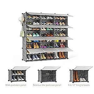 FUNLAX Shoe Rack, 8 Tier Plastic Shoe Storage Cabinet 48 Pairs Shoe Rack Organizer with Door for Closet Entryway Taller Shoes Boots Organizer