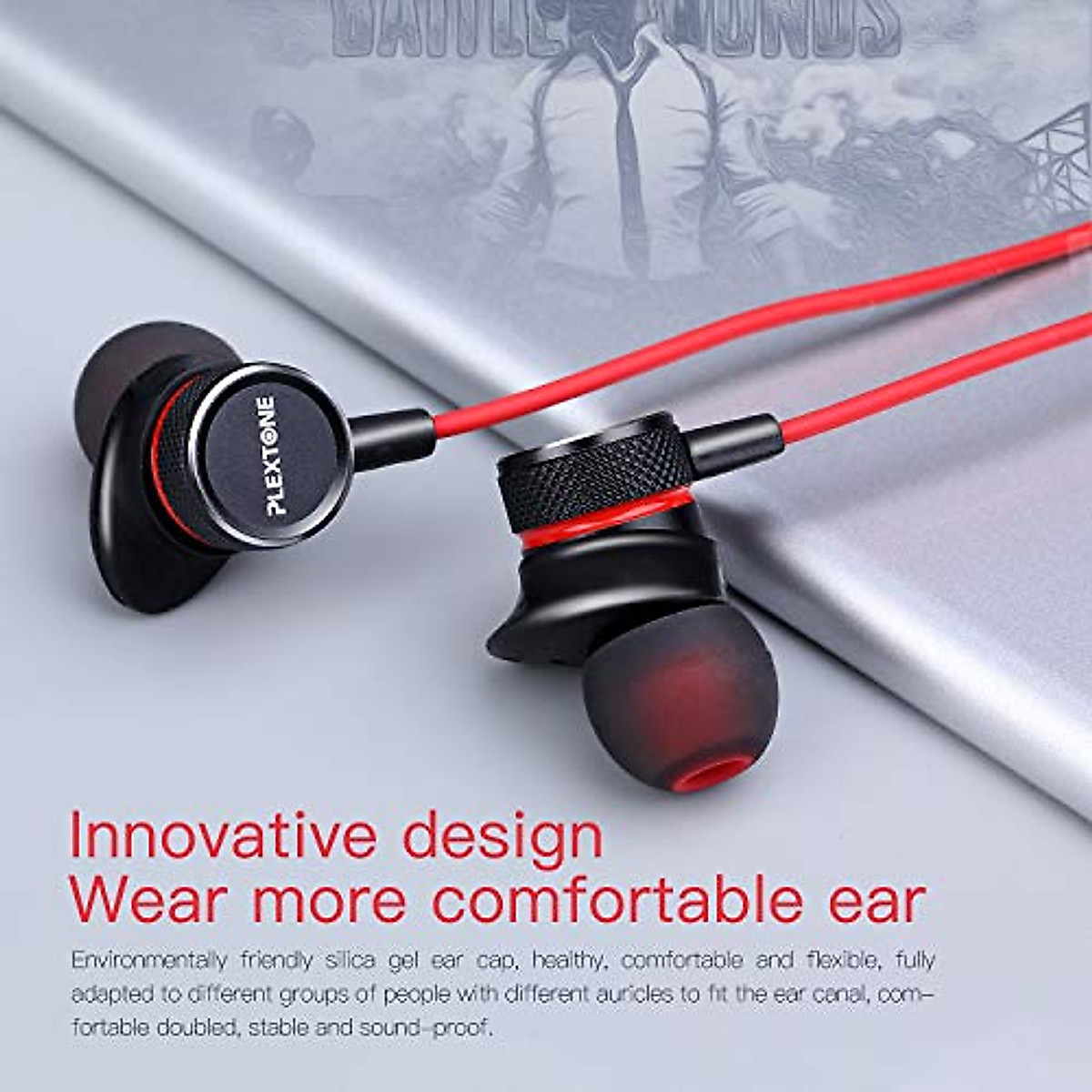 Gaming Earbuds Wired Earbuds in Ear Headphone with Mic and Volume Control for Gaming, 3.5MM Noise Cancelling Stereo Bass Gaming Earbuds for iPhone, Smartphone,Plextone G15 Nintendo Switch,