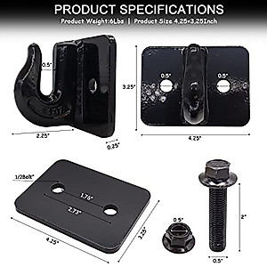 HASHENTA 3/8" Tractor Bucket Grab Hook Grade 70 Forged Steel Bolt On Grab Hook Tow Hook Mount with Backer Plate,(2 Pack).15177Ibs Break Strength.Work Well for Tractor Bucket, RV, UTV,Truck.Green