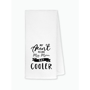 FULSOE My Aunt is Like My Mom But Cooler Kitchen Towels Dishcloths 24"x16",Funny Aunt Auntie Dish Towels Bath Towels Hand Towels,Aunt Auntie Birthday Mother's Gifts from Niece Nephew