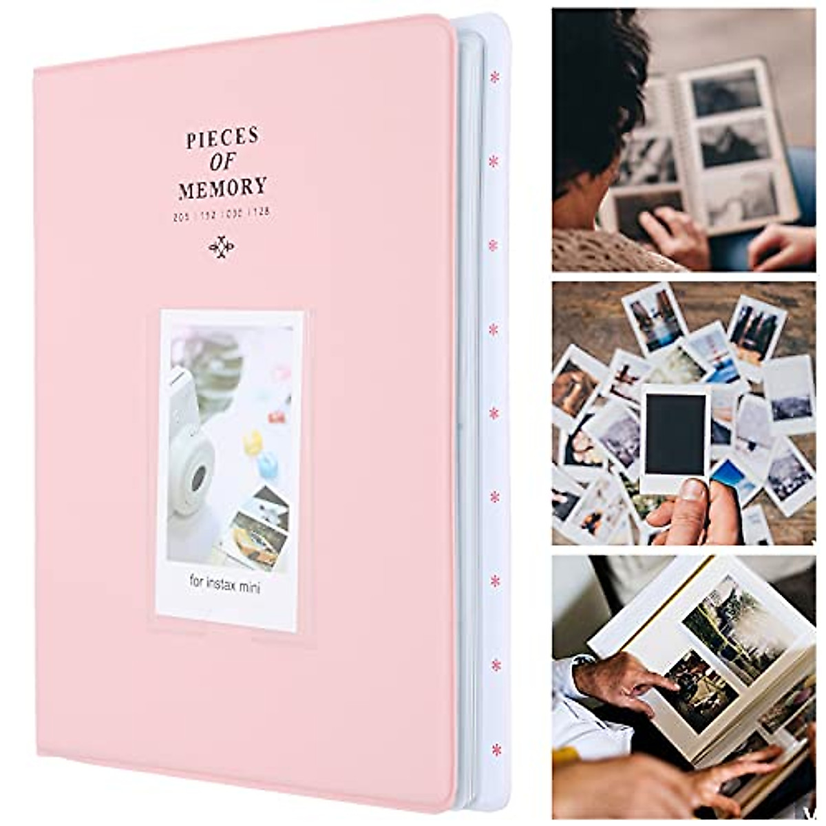 3in 128 Pockets Universal Photo Album Business Card Holder for Mini (Pink)