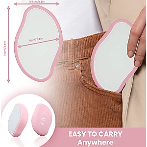 Crystal Hair Eraser for Women & Men, Reusable Crystal Hair Remover Painless Exfoliation Magic Hair Eraser, Crystal Hair Removal Tool for Arms, Chest, Legs and Back (Pink)