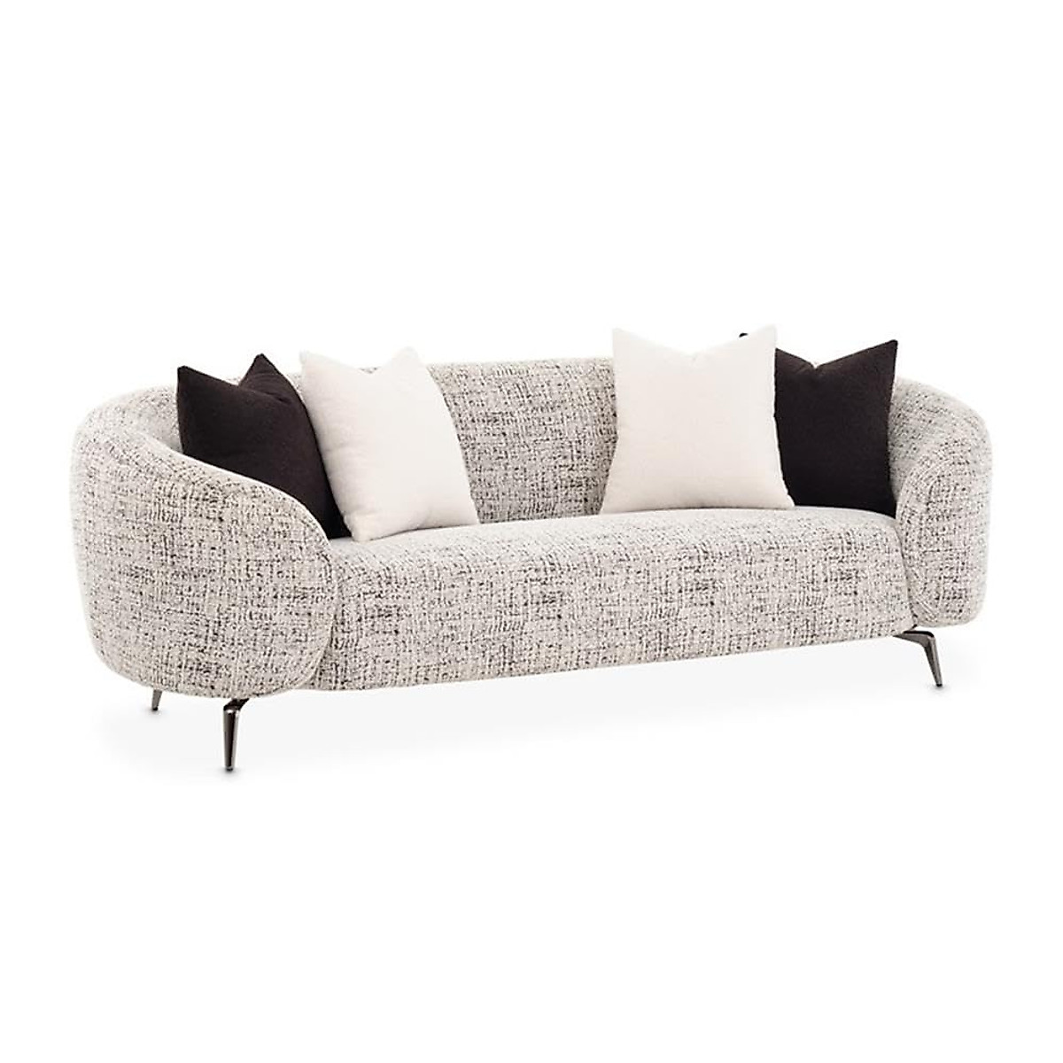 Michael Amini Noir Boucle 94" W Fabric Sofa in Ivory/Black Finish