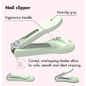 YIVEKO Baby Nail Kit, 4-in-1 Baby Nail Care Set with Cute Case, Baby Nail Clippers, Scissors, Nail File & Tweezers, Baby Manicure Kit and Pedicure kit for Newborn, Infant, Toddler, Kids-Owl Green