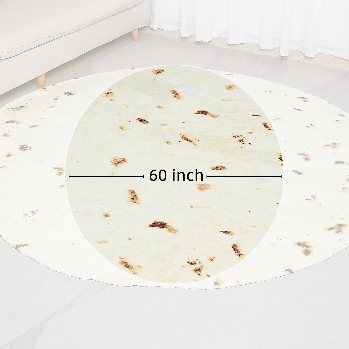 Segulah 60 Inch Tortilla Blanket for Adults and Kids, Double Sided Funny Food Blanket, 285 GSM Soft Flannel Round Taco Blanket for Home Travel Indoors Outdoors, Novelty Gifts