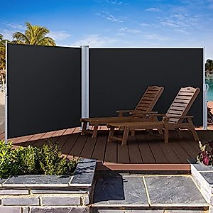 YITAHOME 236''X 70'' Double Side Awning Retractable Side Awning Folding Privacy Screen Privacy Fence Waterproof UV-Resistant Privacy Awning Outdoor for Garden, Deck, Patio, Pools, Balcony, Black