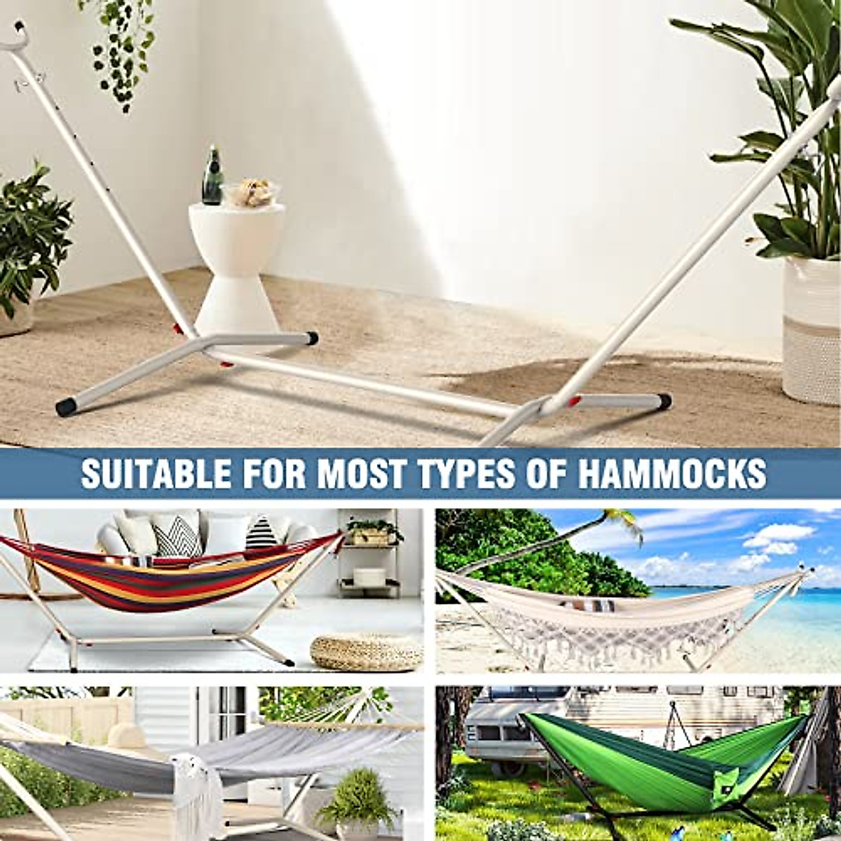Anyoo Hammock Stand Portable Heavy Duty Steel Stand Easy to Assemble with Carrying Bag Sturdiness Hammock Frame Universal Multi-Use 550 lb Capacity for Outdoor & Indoor Garden