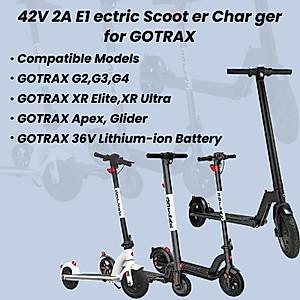 42V 2A Electric Scooter Charger Compatible with GOTRAX G2, G3, G4, Apex, Glider, XR Elite, XR Ultra 36V Electric Bike Lithium Battery Charger,Diameter 5.5mm, 2.1mm