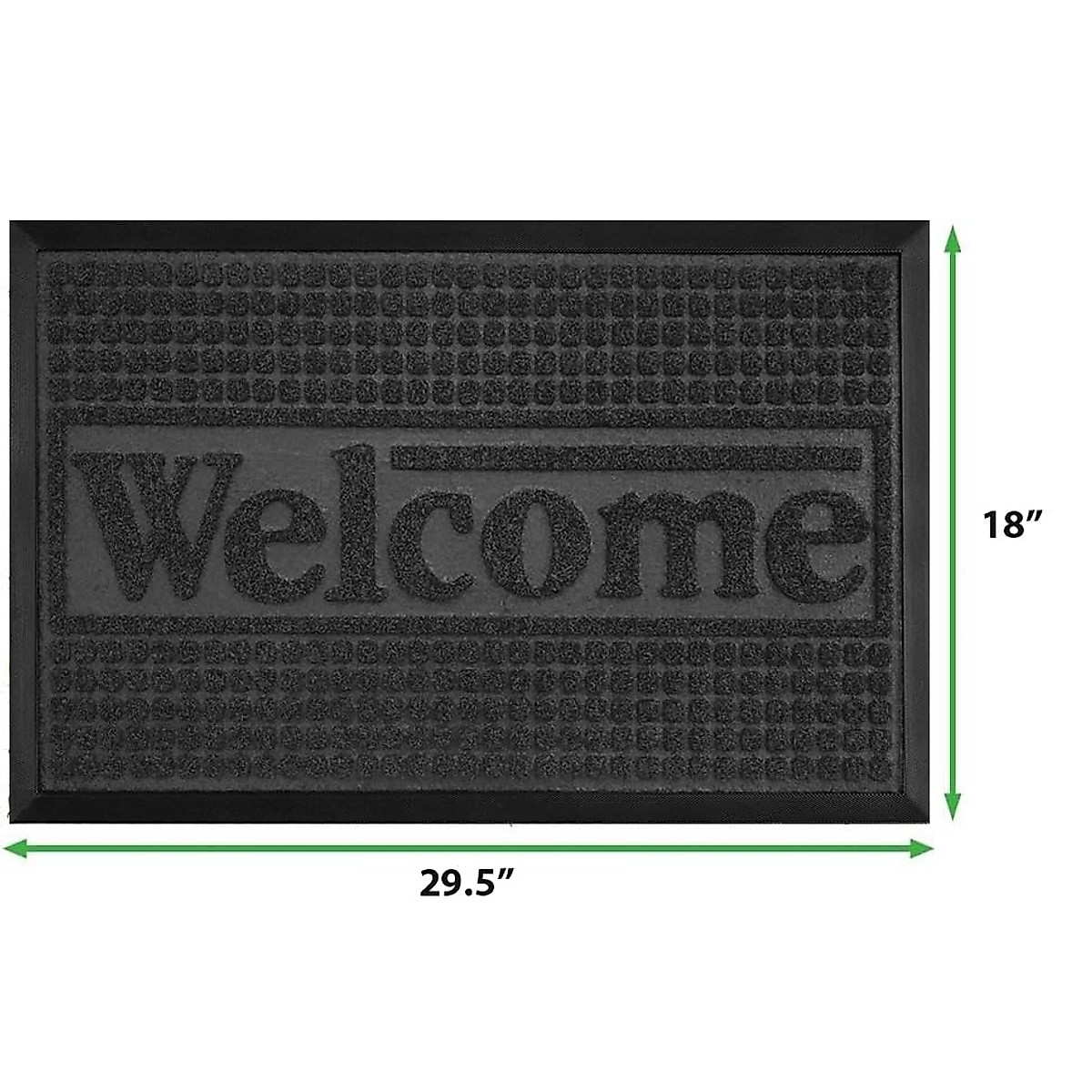 Heavy Duty Welcome Mat for Front Door Outside Waterproof 30x18 Door Mats Outdoor Entrance Patio, Entry Home Dirt Trapper Floor Matts, Cute Entryway Rugs All Weather, Exterior Rubber Black Doormats