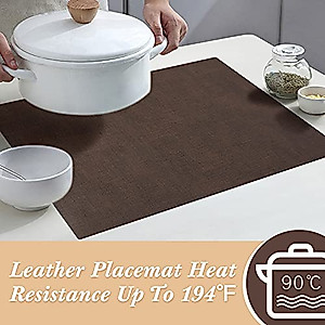 SUEH DESIGN Leather Placemats Set of 6 Reversible Table Mats Heat Resistant Waterproof No-Slip Place Mats for Dining Table Kitchen Parties